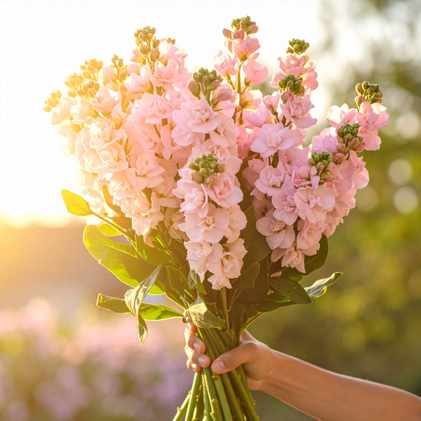 Light Pink Stocks Bouquet | British Scented Stocks – LÖV Flowers
